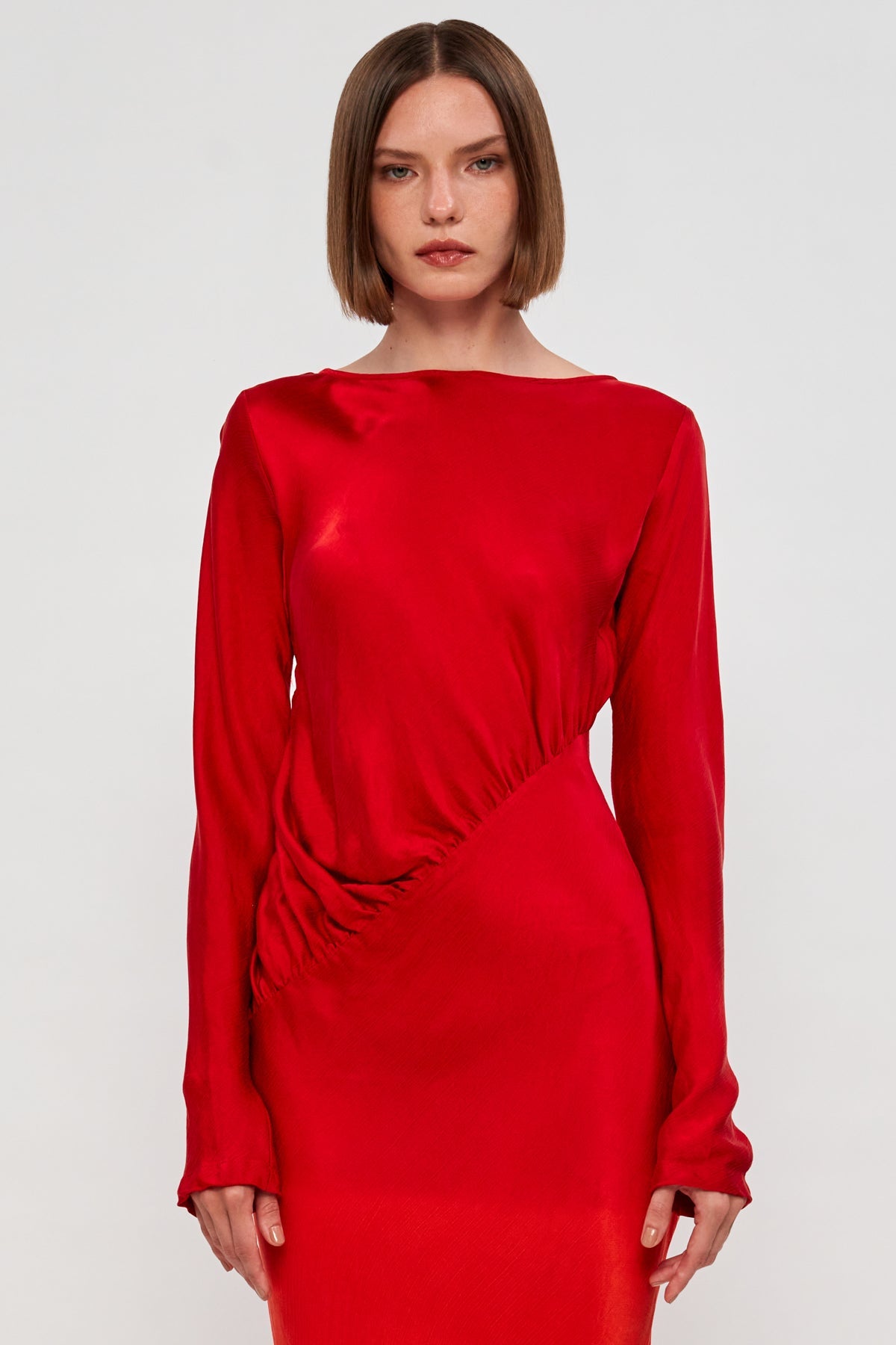 Fluid Drape Maxi Dress | Ruby Veil | Luxurious Cupro Blend | SWF ...